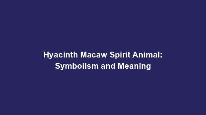Hyacinth Macaw Spirit Animal: Symbolism and Meaning - Spiritual Animal ...