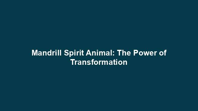 Mandrill Spirit Animal: The Power of Transformation - Spiritual Animal Wisdom