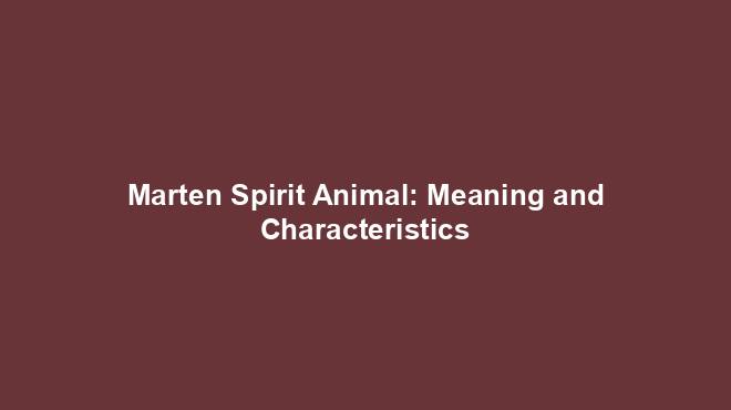 Marten Spirit Animal: Meaning and Characteristics - Spiritual Animal Wisdom