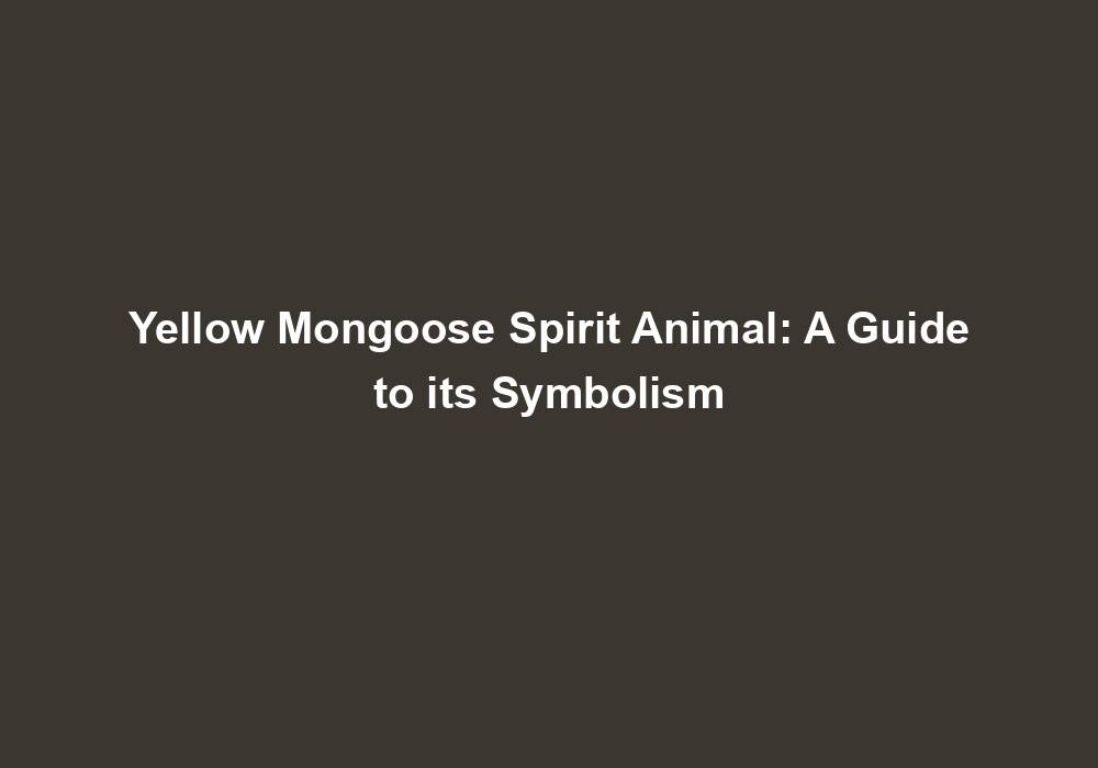 Yellow Mongoose Spirit Animal: A Guide to its Symbolism - Spiritual ...